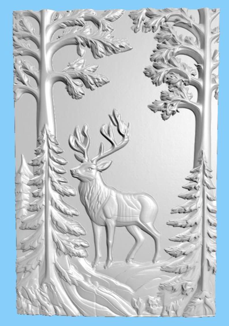 Deer Bas Relief STL | CNC 3D Carving File | Stag Wall Art Wood Relief ...