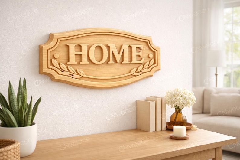 CNC HOME Sign STL File | Wood Bas Relief Wall Art | Router Carving ...