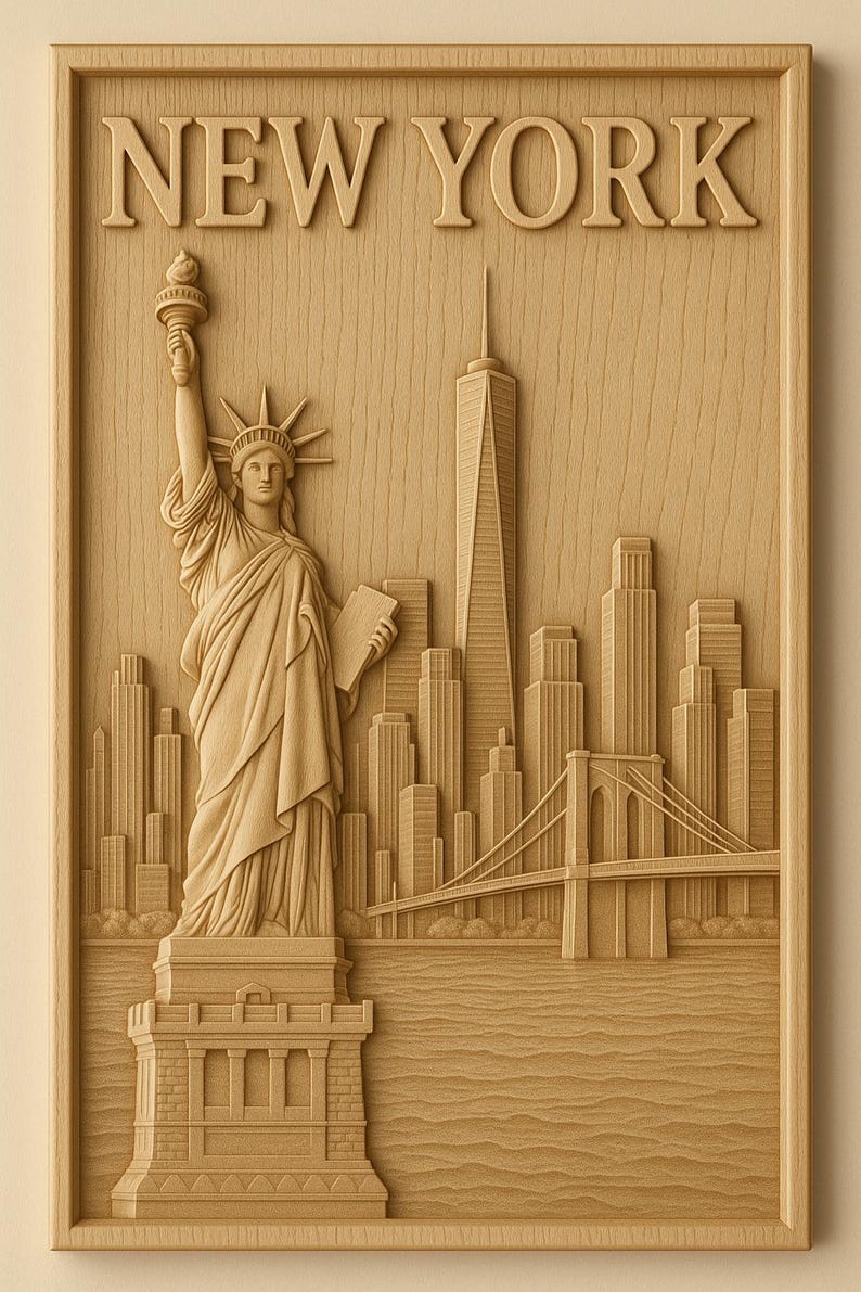 New York 3D CNC Bas Relief STL File for CNC Router Wall Art - Etsy