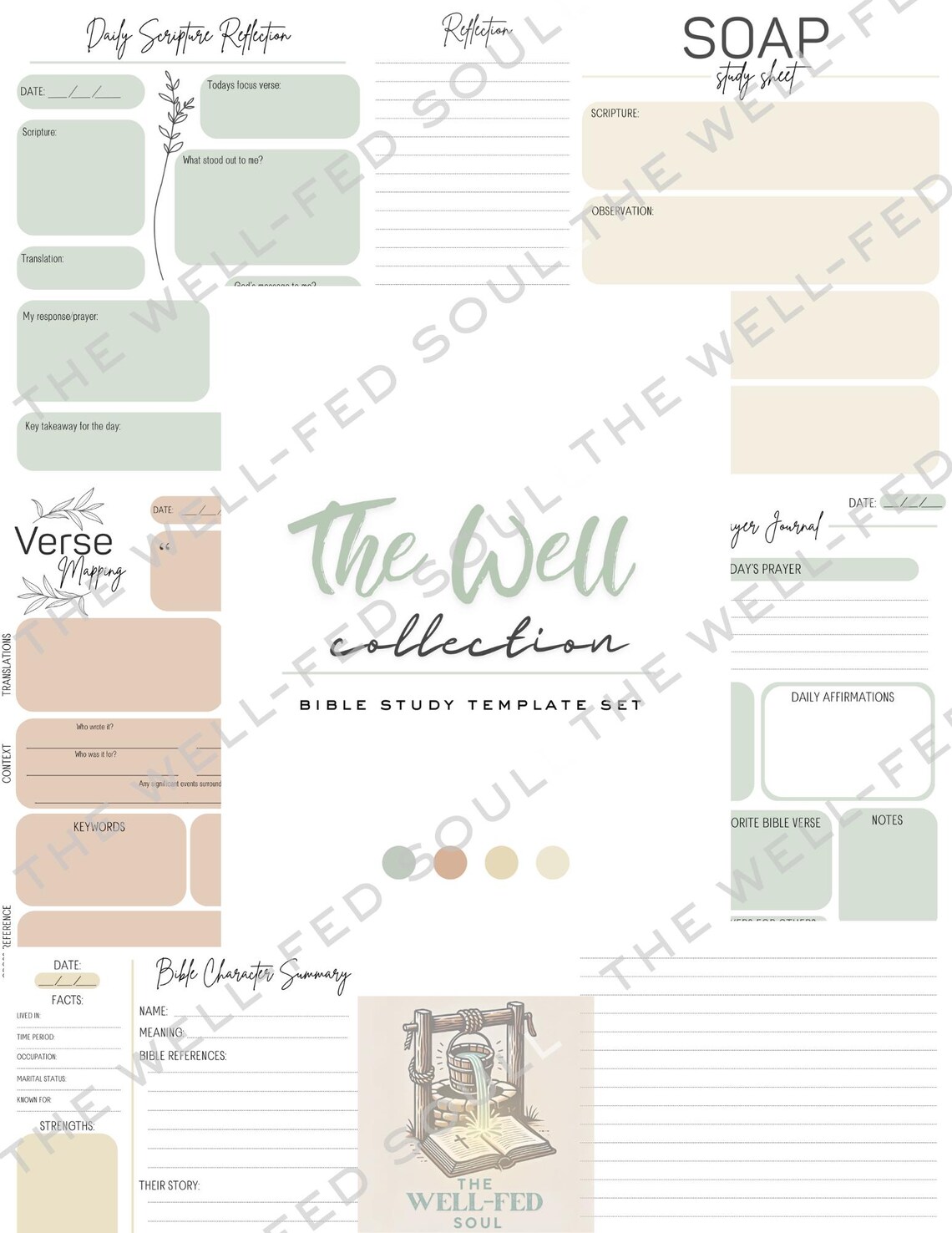 Bible Study Template Bundle – Printable Faith Inserts for Scripture ...