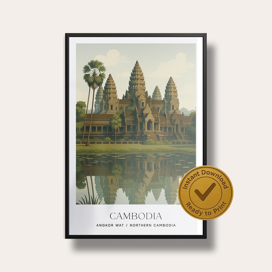 PRINTABLE ART | Angkor Wat Printable Wall Art – Cambodia Temple Poster ...