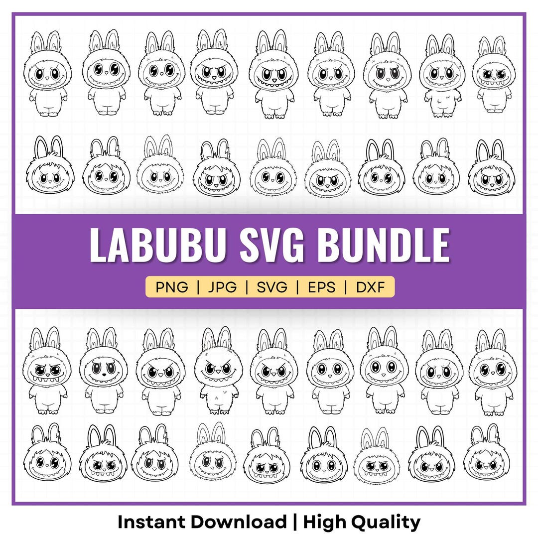 Labubu SVG Bundle | Cute Labubu Clipart | Kawaii Monster SVG | Labubu ...