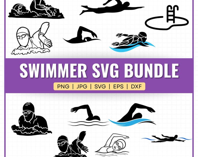 Swimmer SVG Bundle: Cricut Cut Files (digital Download) - Etsy