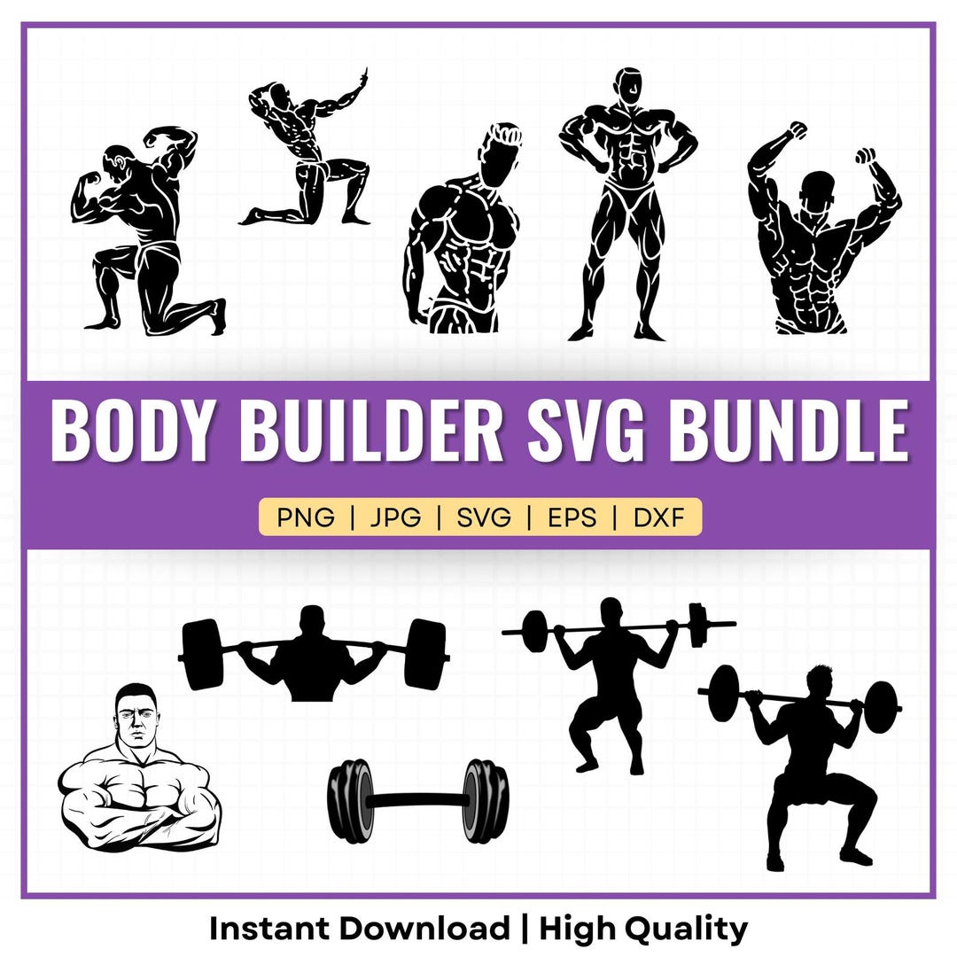 Bodybuilder Svg Bundle, Svg Files for Cricut, Bodybuilder Silhouette ...