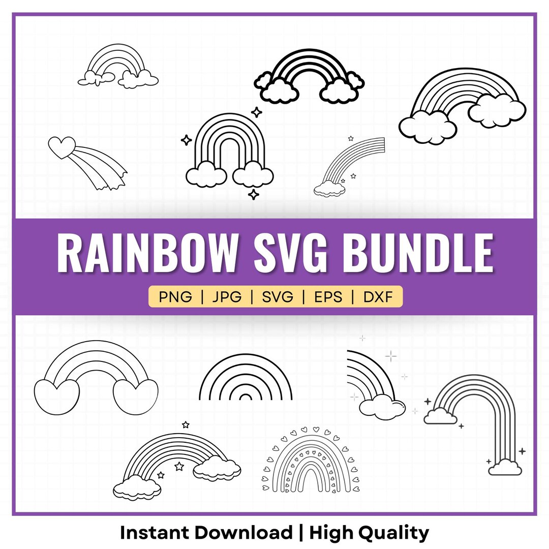 Rainbow SVG Bundle,rainbow Cut Files,rainbow and Clouds,rainbow SVG Cut ...