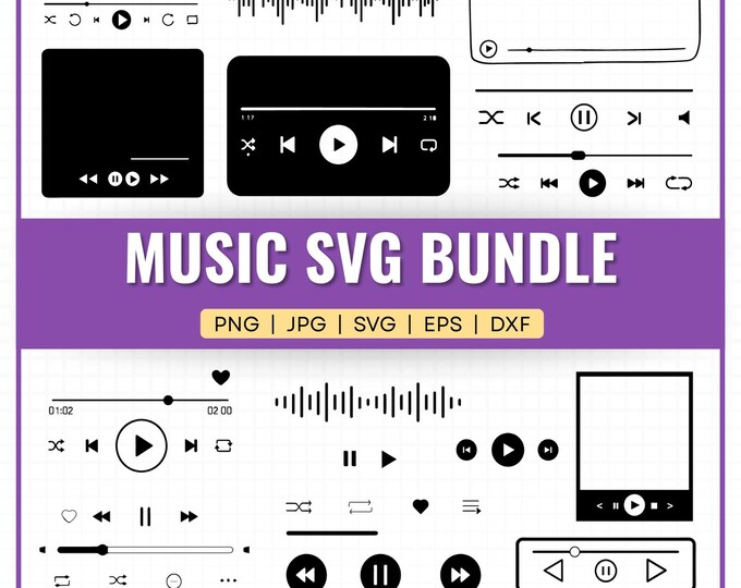 Music Player SVG Bundle: Audio Control Buttons, Song Art (digital ...