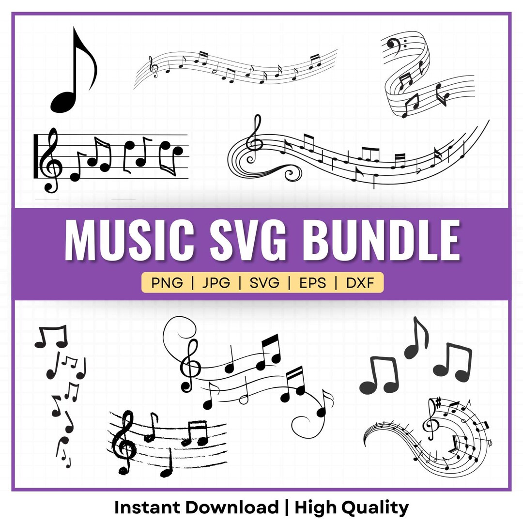 Music Notes Svg Bundle, Music Notes Clipart, Music Notes Vectors, Music ...