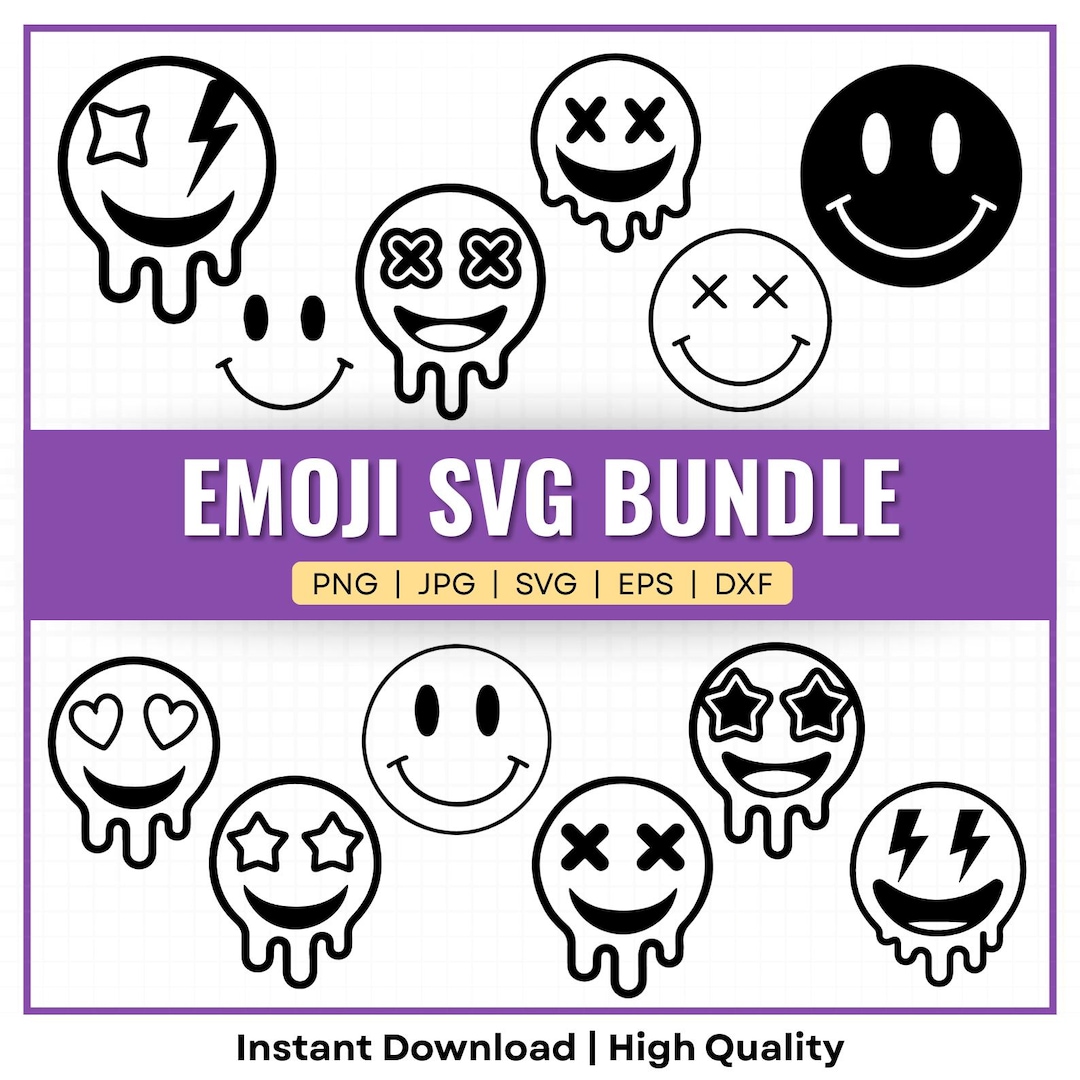 Emoji Svg Bundle, Emoji Clipart, Emoji Svg Mega, Emoji de haute qualité ...