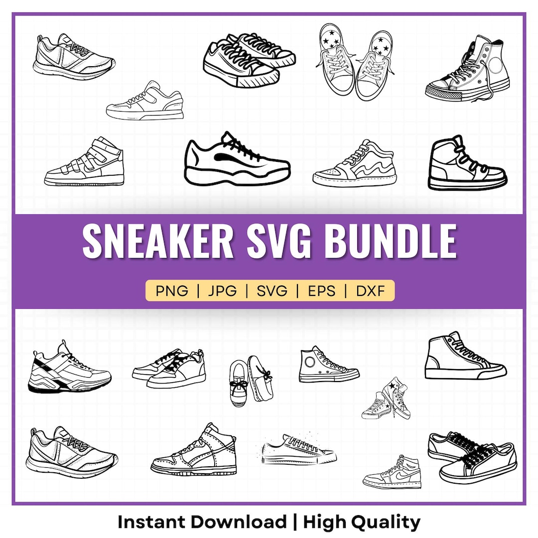 Sneaker SVG Bundle: Sports Shoe Clip Art for Cricut & Silhouette - Etsy