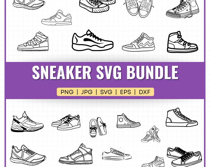 Sneaker SVG Bundle: Sports Shoe Clip Art for Cricut & Silhouette - Etsy