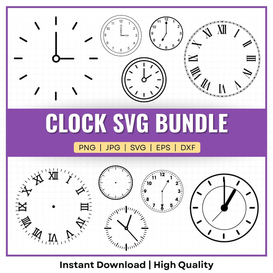 Clock Face Svg, Old Clock Face Svg, Modern Clock Face Design Bundle ...