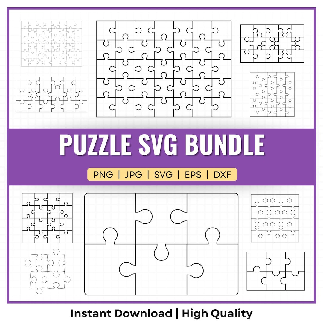 Puzzle SVG Bundle: Jigsaw Puzzle Template for Laser Cutting - Etsy