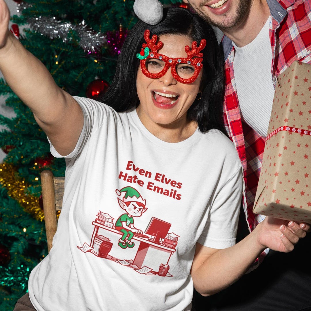 Christmas Elf Even T-shirt: Festive Cartoon Humor, Unisex Cotton (sizes ...