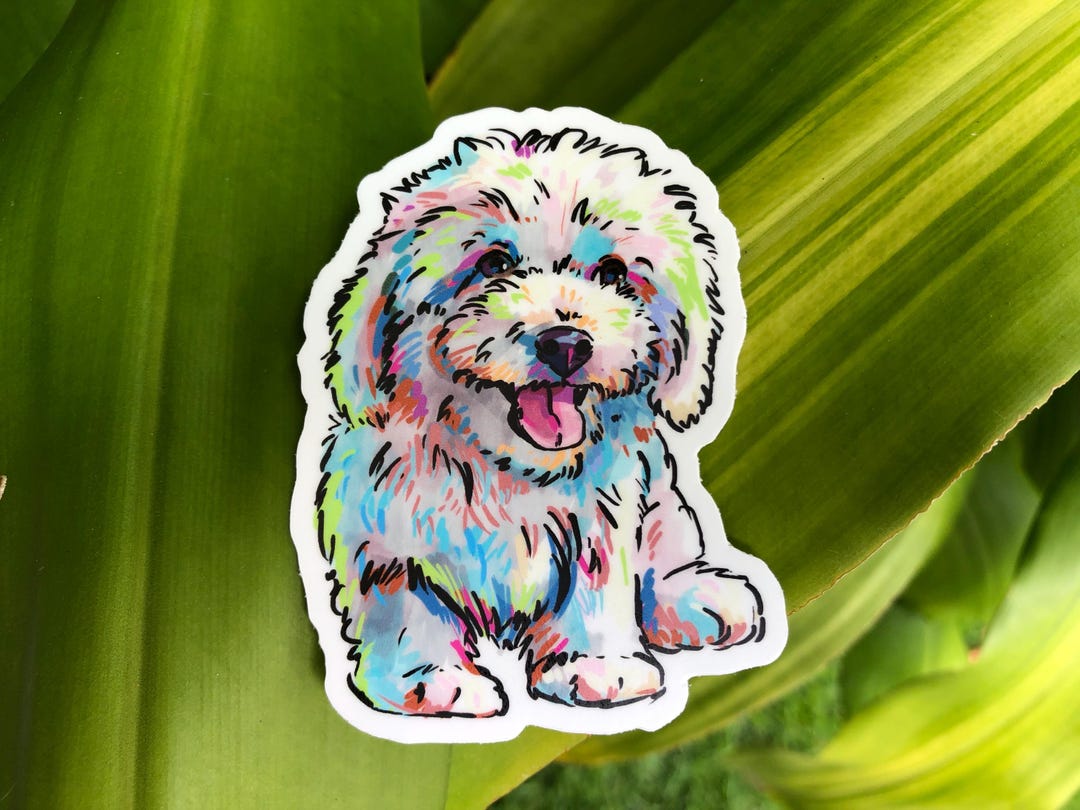 Bichon Frise Sticker Decal for Corgi Mama, Cute Dog Art Bichon Frise ...