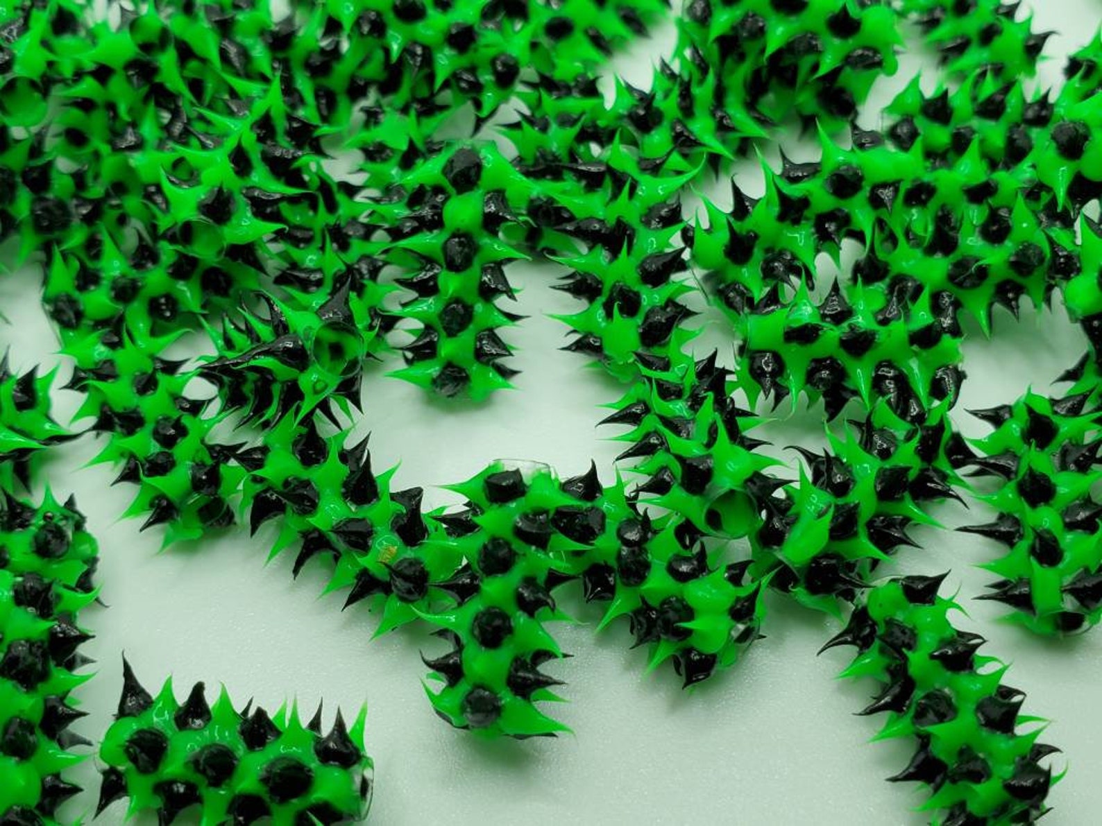 15mm Green & Black Rubber Spike Tube Beads Set of 10 - Etsy