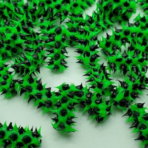 15mm Green & Black Rubber Spike Tube Beads - Set of 10 - Etsy
