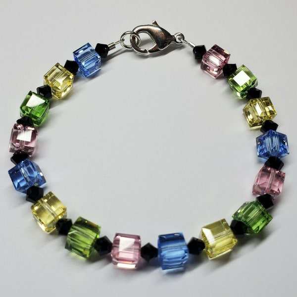 Black Swarovski Crystal Bracelet - Etsy