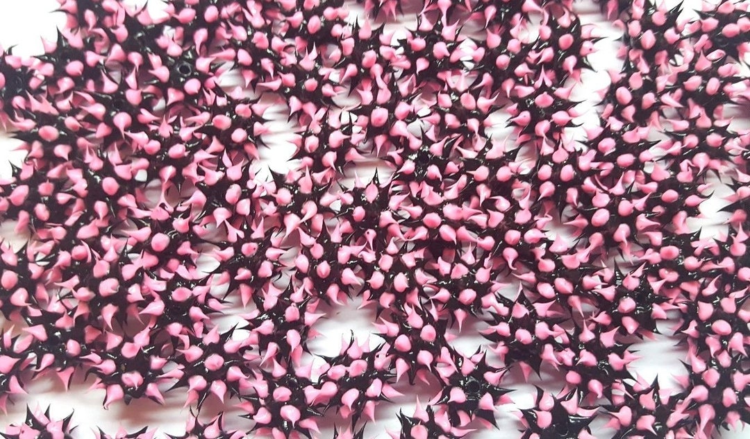 8mm Pink & Black Rubber Spike Beads - Set of 10 - Etsy