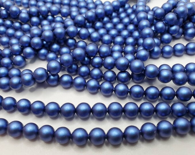 Perlas redondas de cristal Swarovski azul oscuro iridiscente de 6 mm ...