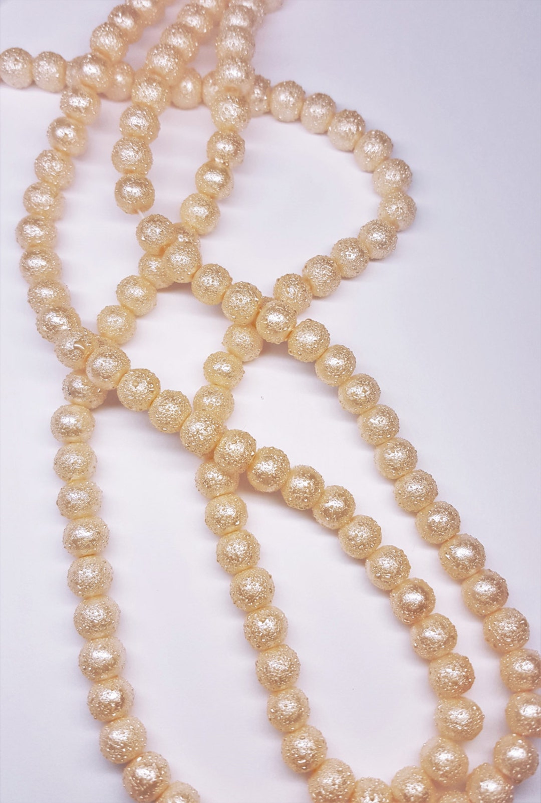 6mm Peach Textured Round Glass Pearls 16 Strand - Etsy