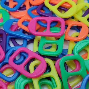 25x16mm Plastic Soda Pop Tabs - Multi-colored Bright Neon - Package of ...