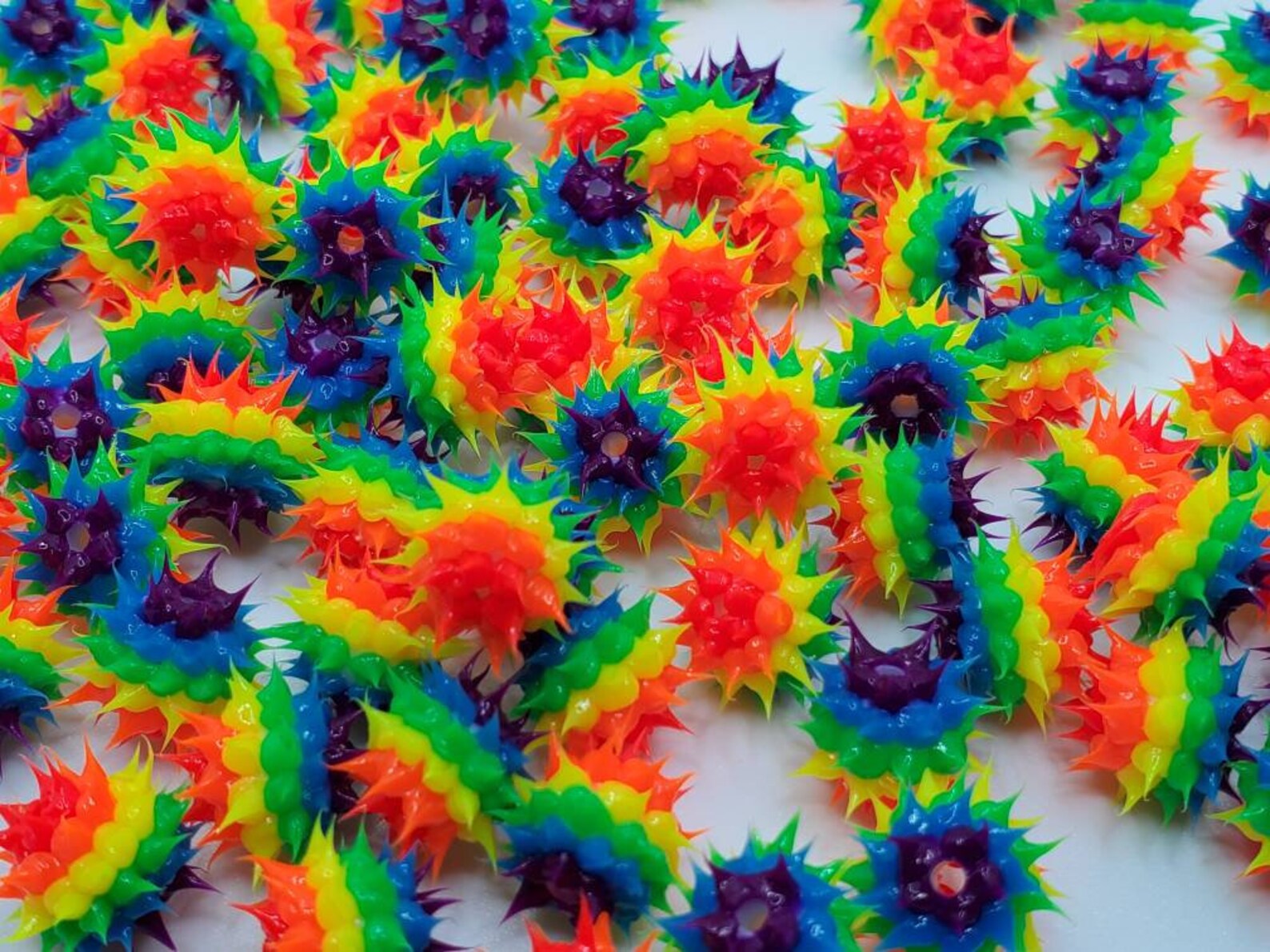 8mm Rainbow Rubber Spike Beads Set of 10 | Etsy