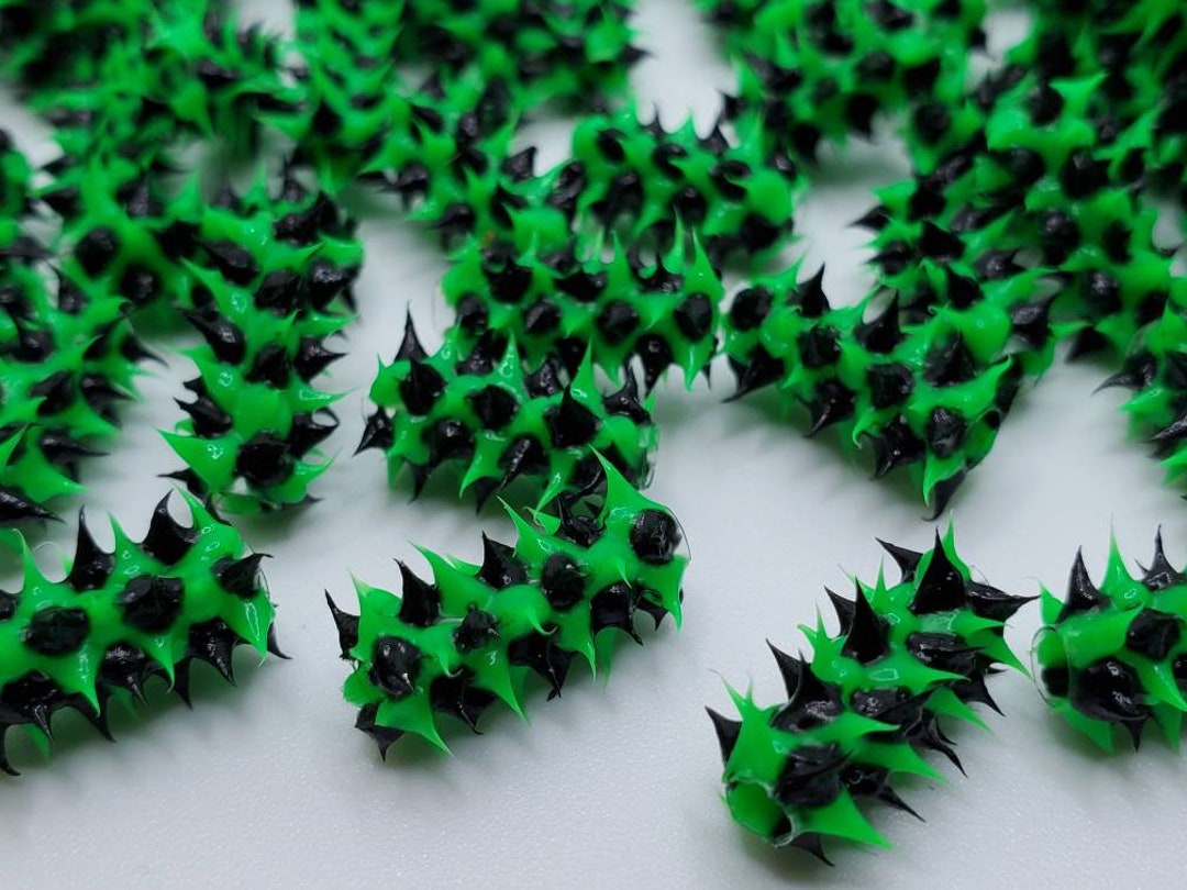 15mm Green & Black Rubber Spike Tube Beads - Set of 10 - Etsy