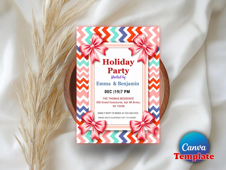 Holiday Party Invitation Template | Editable Canva Design | Digital ...
