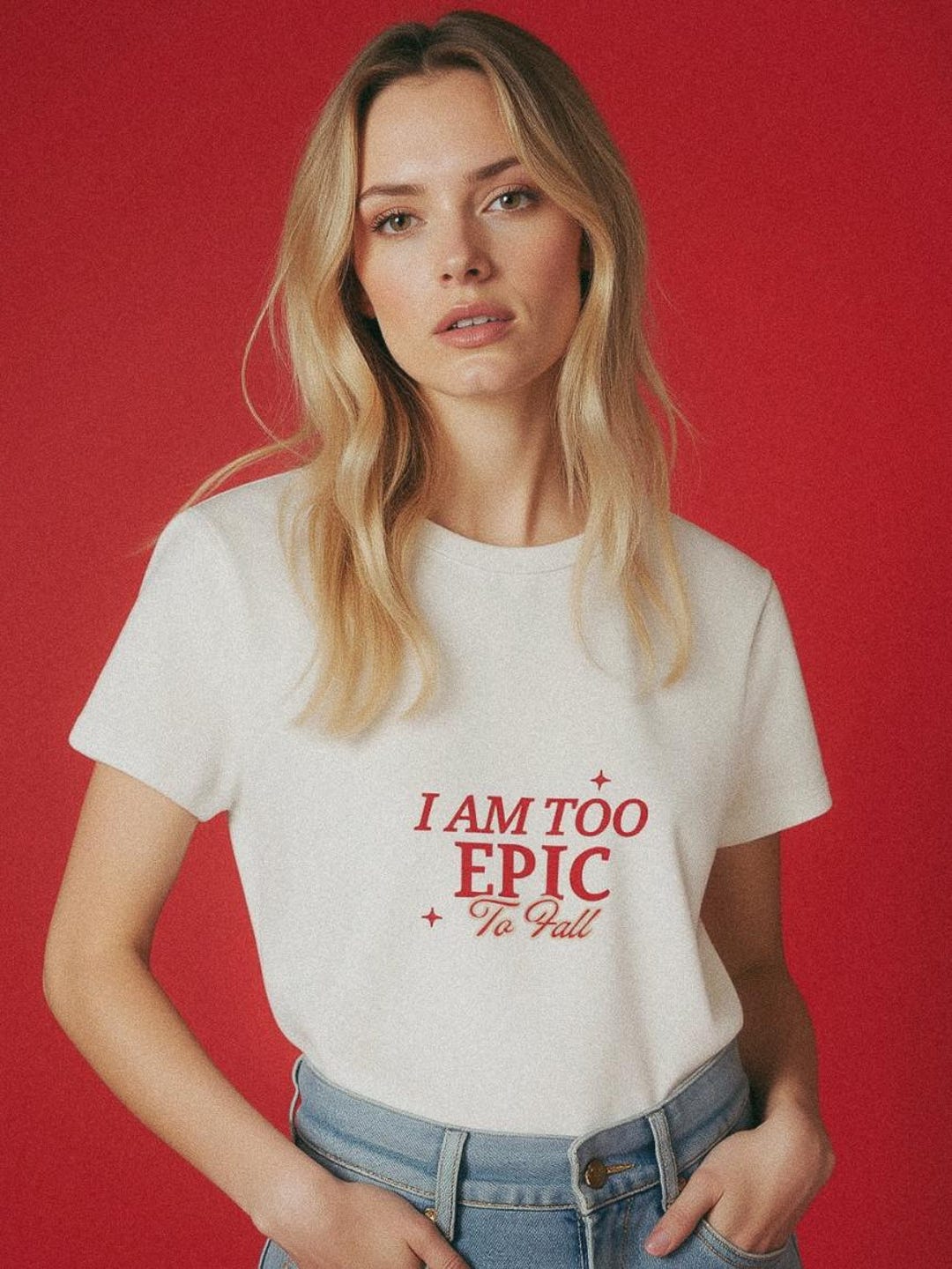 I'm Too Epic to Fall Baby Tee Bold Graphic T-shirt for Women | Y2K ...