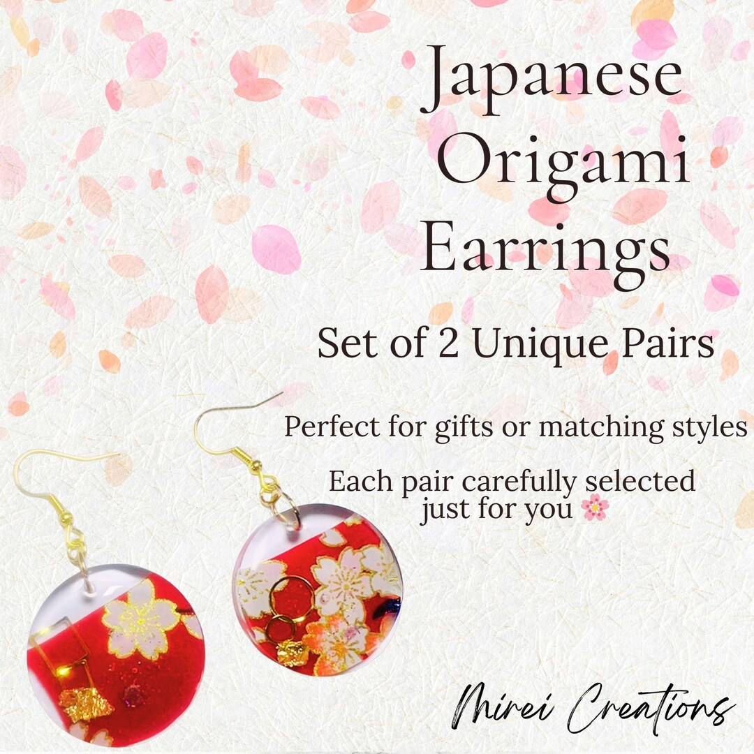 2 Pair Bundle | Handmade Japanese Origami Earrings | Mix & Match Colors ...