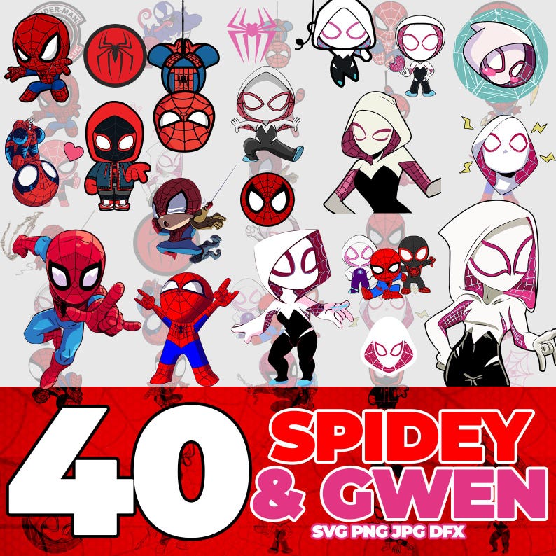 Spiderman SVG Spider-gwen SVG Bundle Baby Spiderman Spider Girl Spider ...
