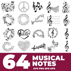 Musical Notes Svg Bundle, Music Notes Clipart, Music Notes Vectors ...