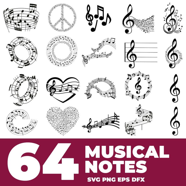 Musical Notes Svg Bundle, Music Notes Clipart, Music Notes Vectors ...