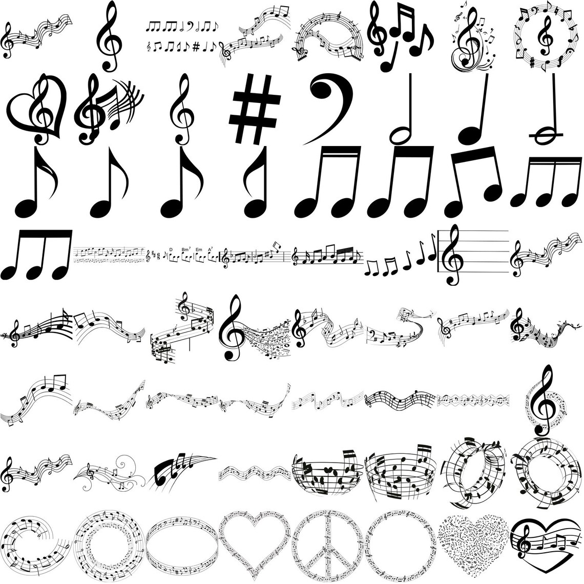 Musical Notes Svg Bundle, Music Notes Clipart, Music Notes Vectors ...