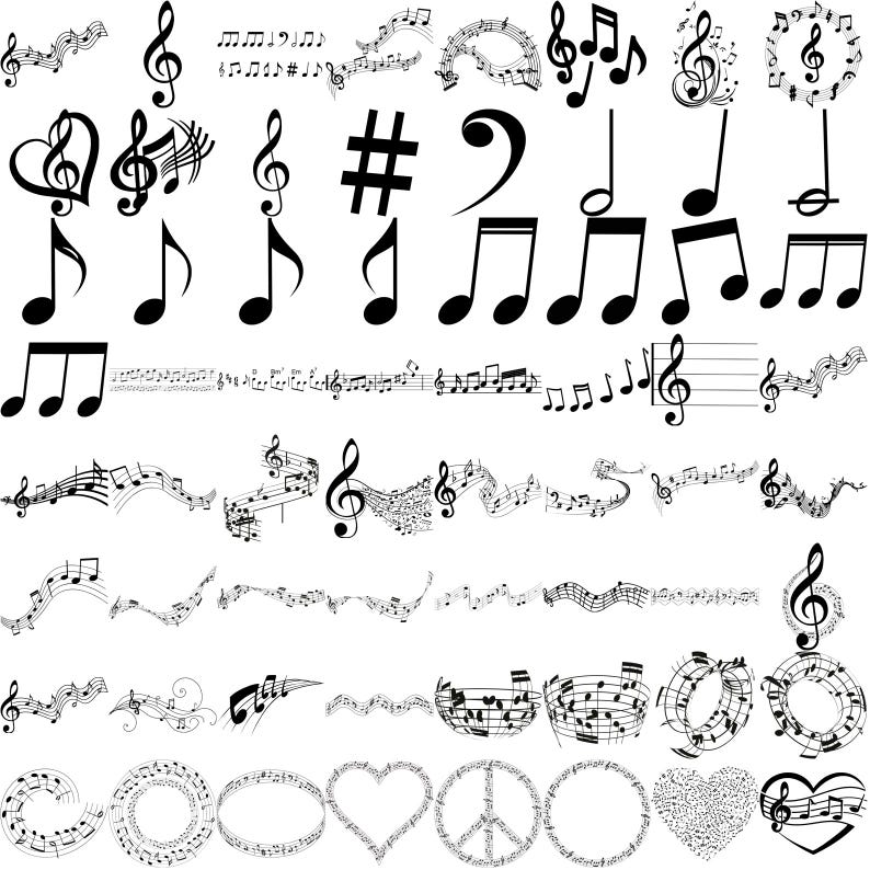 Musical Notes Svg Bundle, Music Notes Clipart, Music Notes Vectors ...