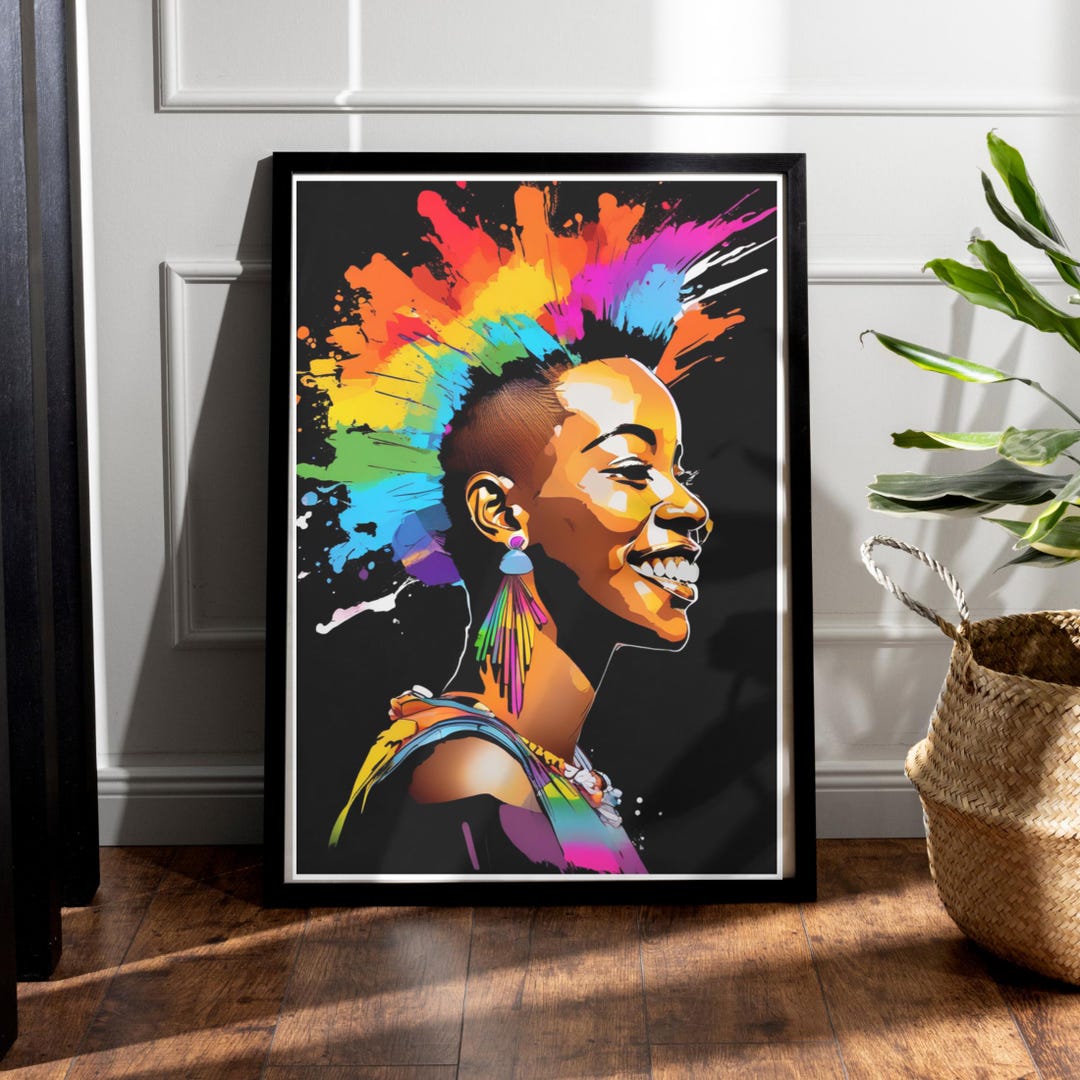 Wall Art Print Vertical Paint Splatter Mohawk Design Room Decor Unique ...