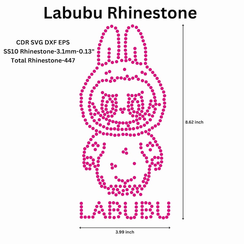 Rhinestone Bunny LABUBU Template: SS10 Rhinestone Design (digital ...