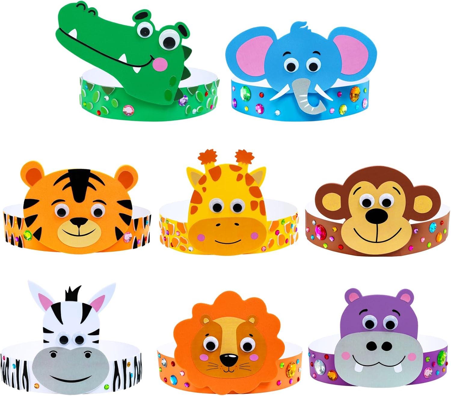 24 Sets Jungle Animal Headbands Craft Kits Safari Crown Art Sets DIY ...