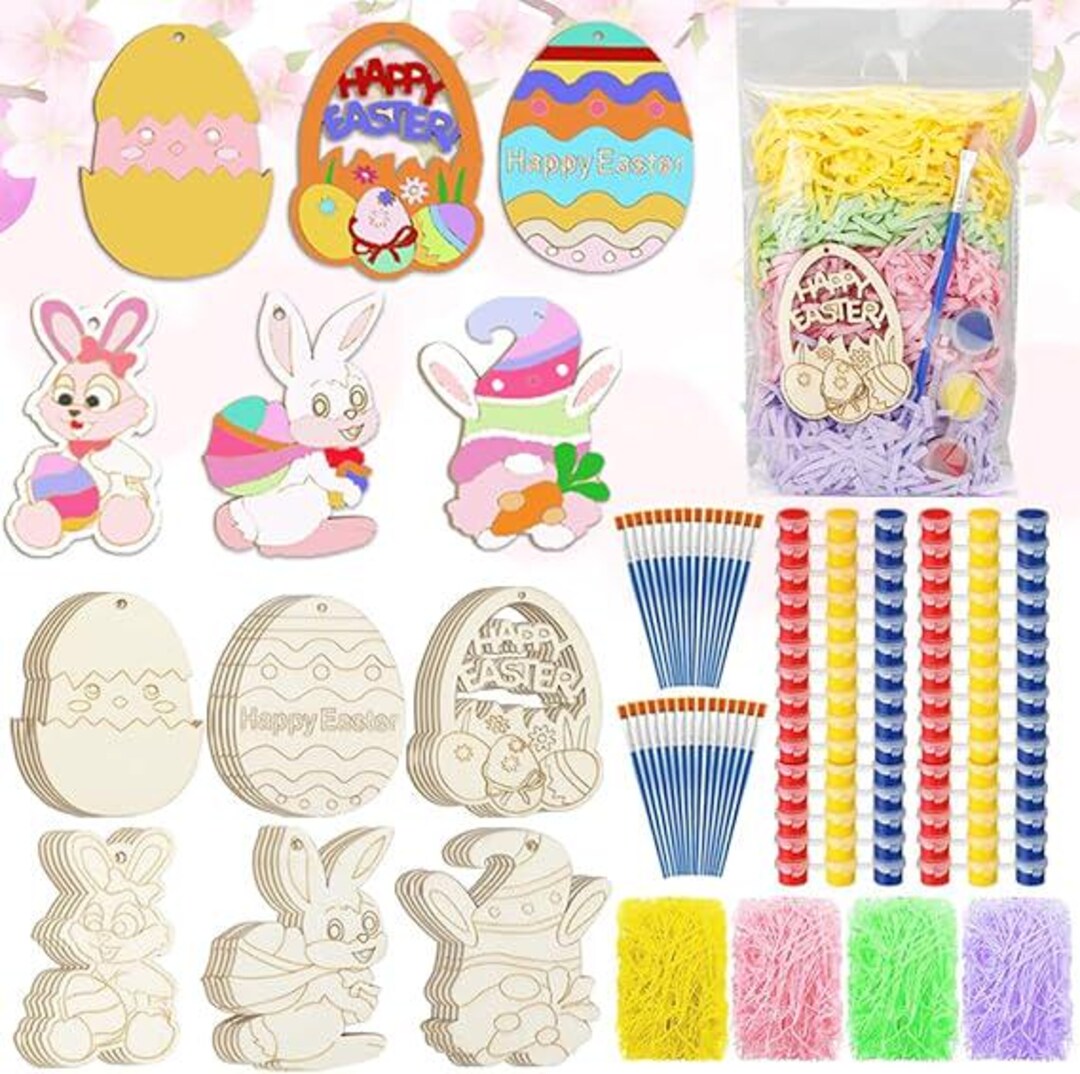 Easter Crafts for Children, Set of 30 Individual Packs of Wooden Easter ...