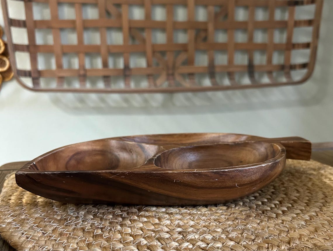 Pair of Mid-cenury MCM Monkey Pod Leaf-shaped Wood Serving Trays - Etsy