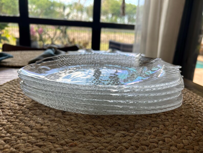 Vintage Arcoroc France Textured Clear Glass Fish Plates – Set of 6 - Etsy