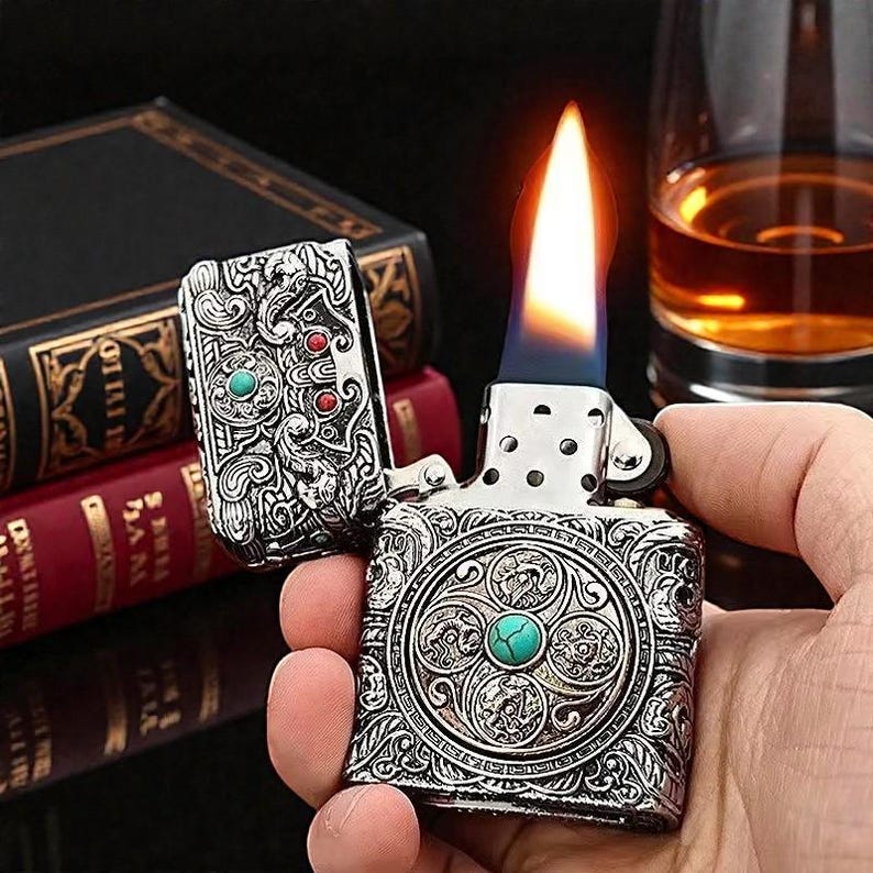 Heavy Armor Pure Copper Kerosene Lighter – Vintage Embossed Windproof ...