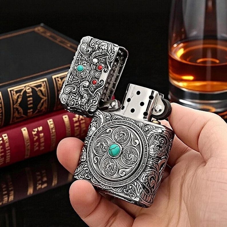 Heavy Armor Pure Copper Kerosene Lighter – Vintage Embossed Windproof ...