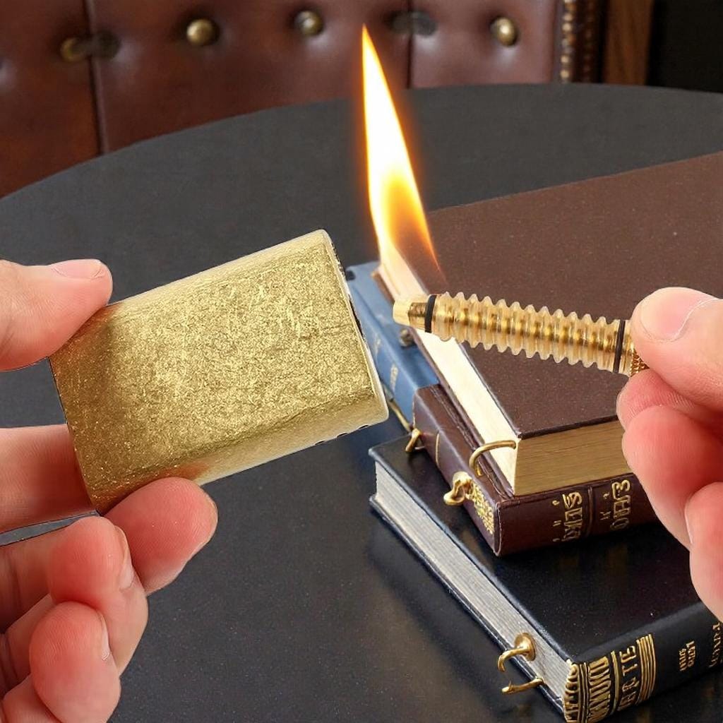 Brass Matchbox Kerosene Lighter – Retro Torch, Refillable Metal Match ...