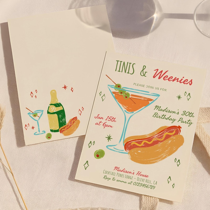 Dachshund Martini Invite - Etsy