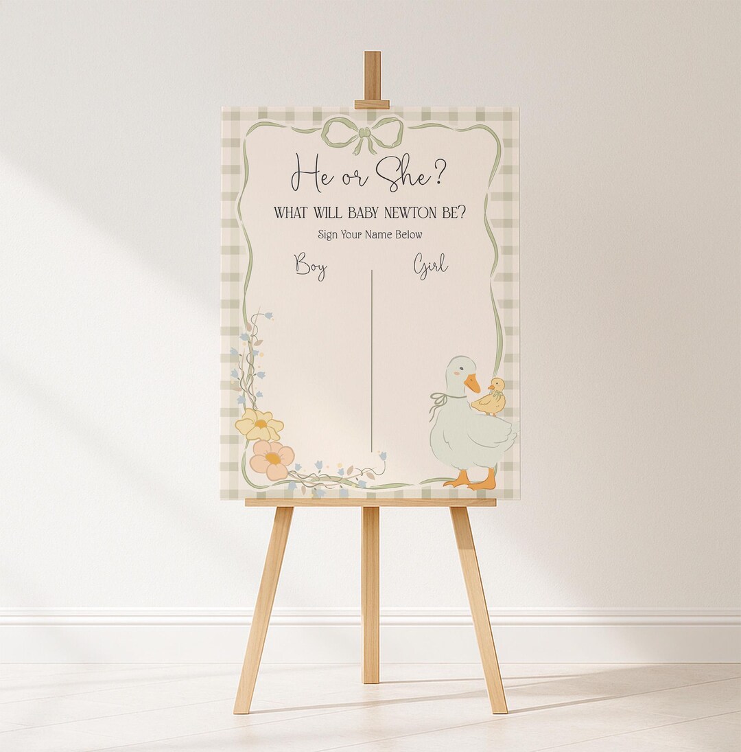 Silly Goose Gender Reveal Voting Sign Editable Template, He or She ...