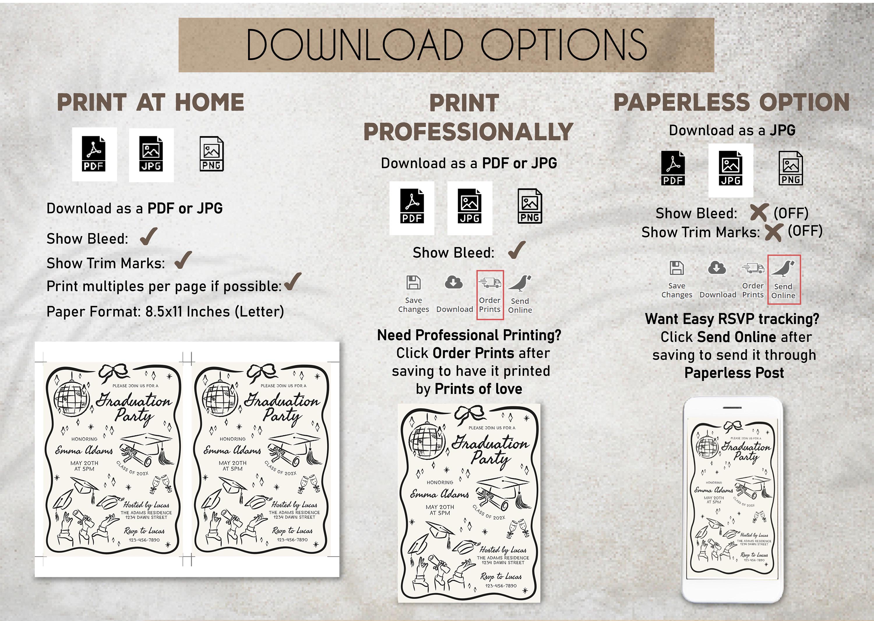 Doodle Style Graduation Invitation Template, Senior Graduation ...