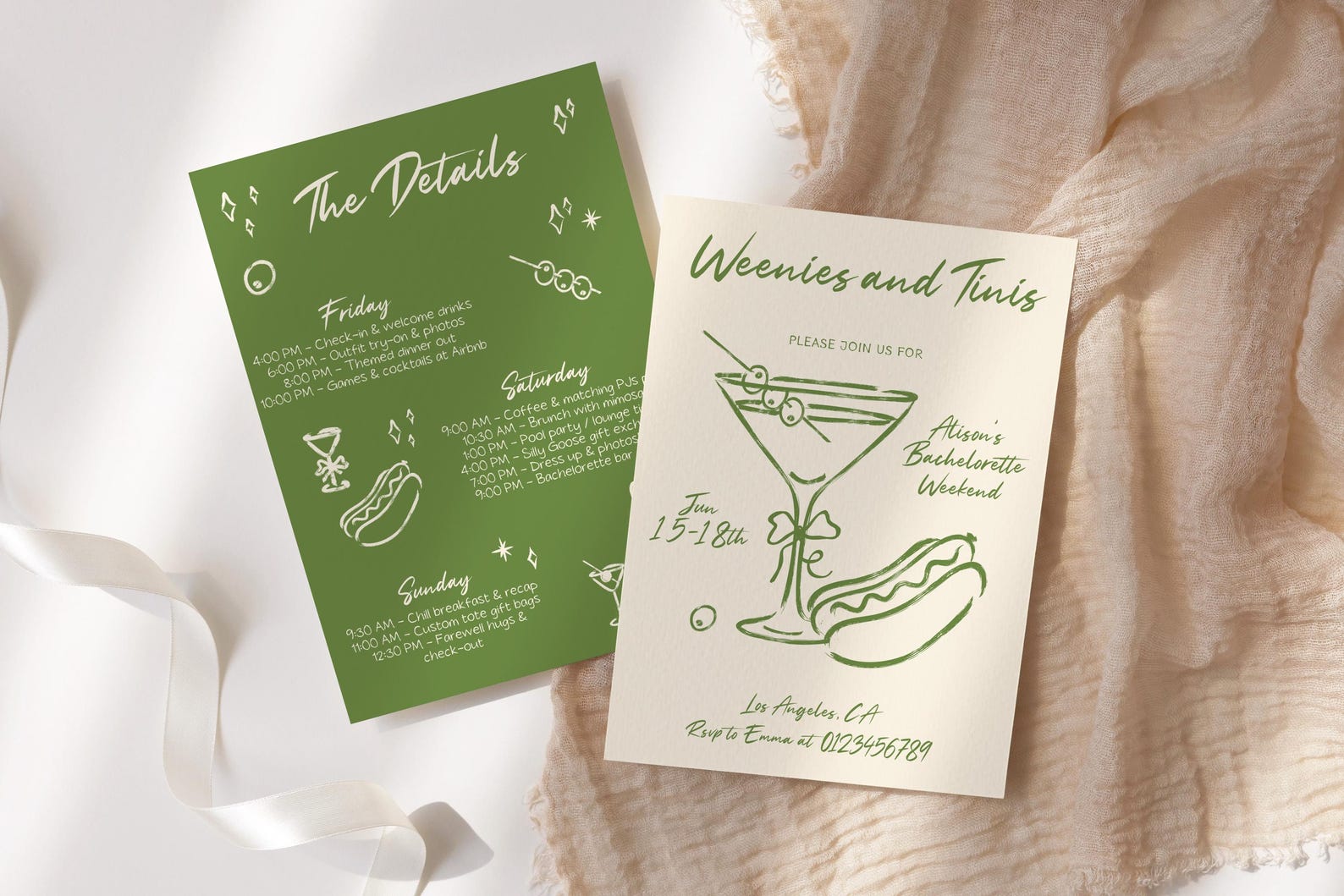 Weenies and Tinis Party Invitation Template, Instant Download ...