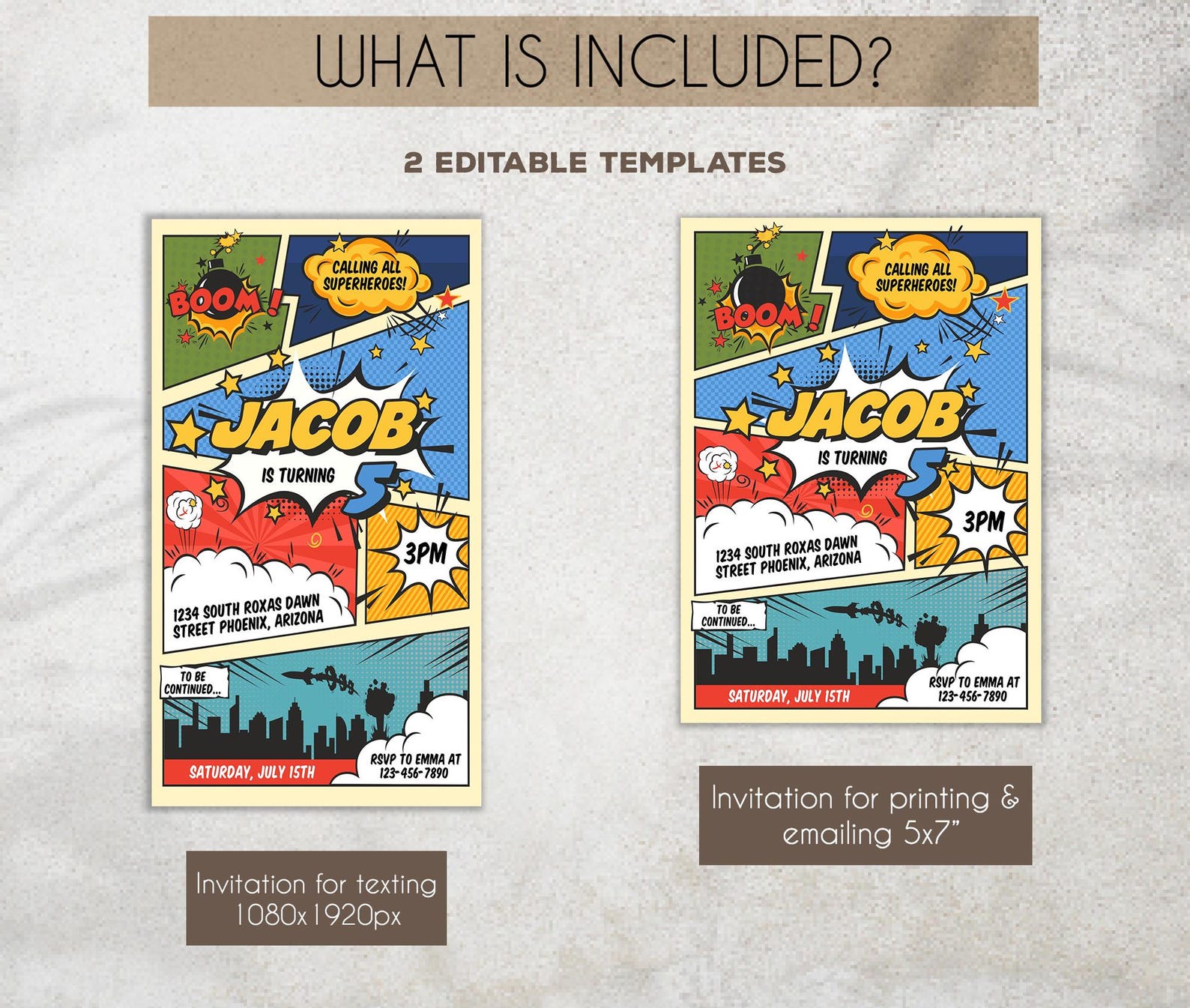 Superhero Invitation, Comic Birthday Party Invitation, Editable ...