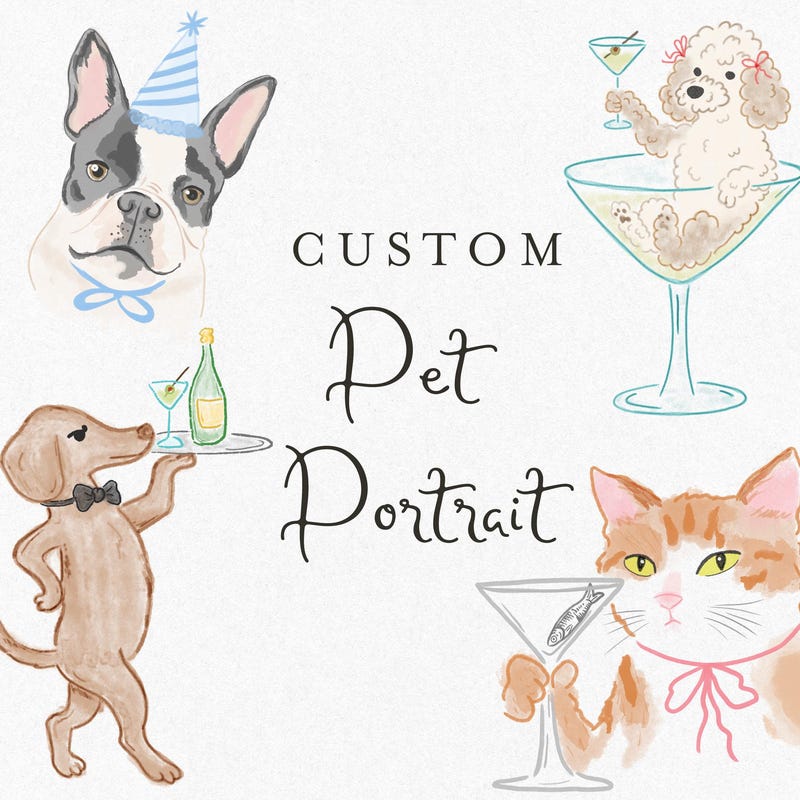 Pet Cocktail Drawing - Etsy